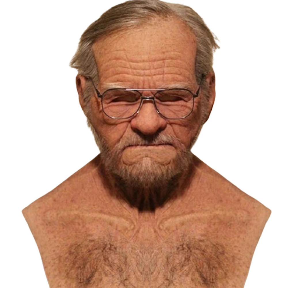 Halloween Masquerade Face Cover Latex Mask Realistic Elder Old Man ...