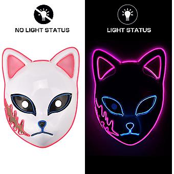 Demon Slayer Mask Japansk Anime Mask, Led Halloween Mask Demon Fox Mask ...