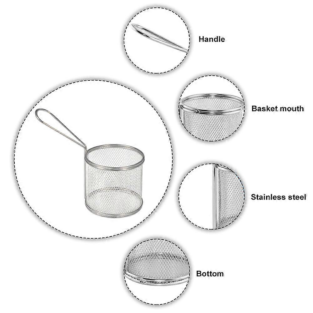 Fry Baskets, Mini Round Stainless Steel French Fries Mesh Fryer Basket ...