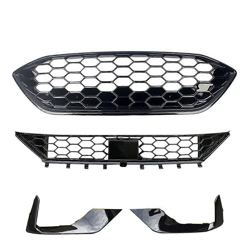 Car Front Racing Billet Upper&Lower Bumper Grille Facelift Grill For ...