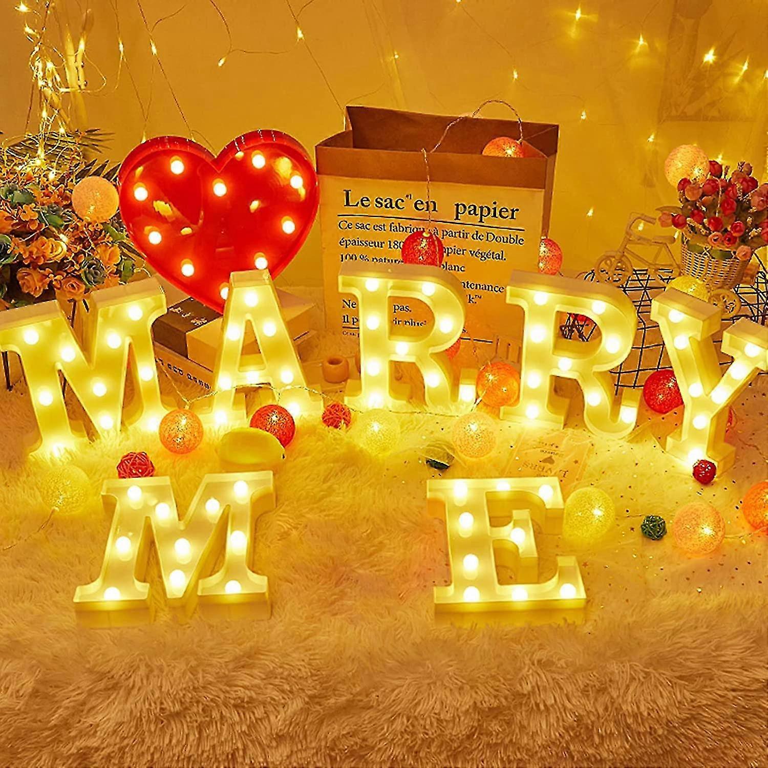 7 Led Lighted Letters, Marry Me Sign, Valentine's Day Gift, For ...