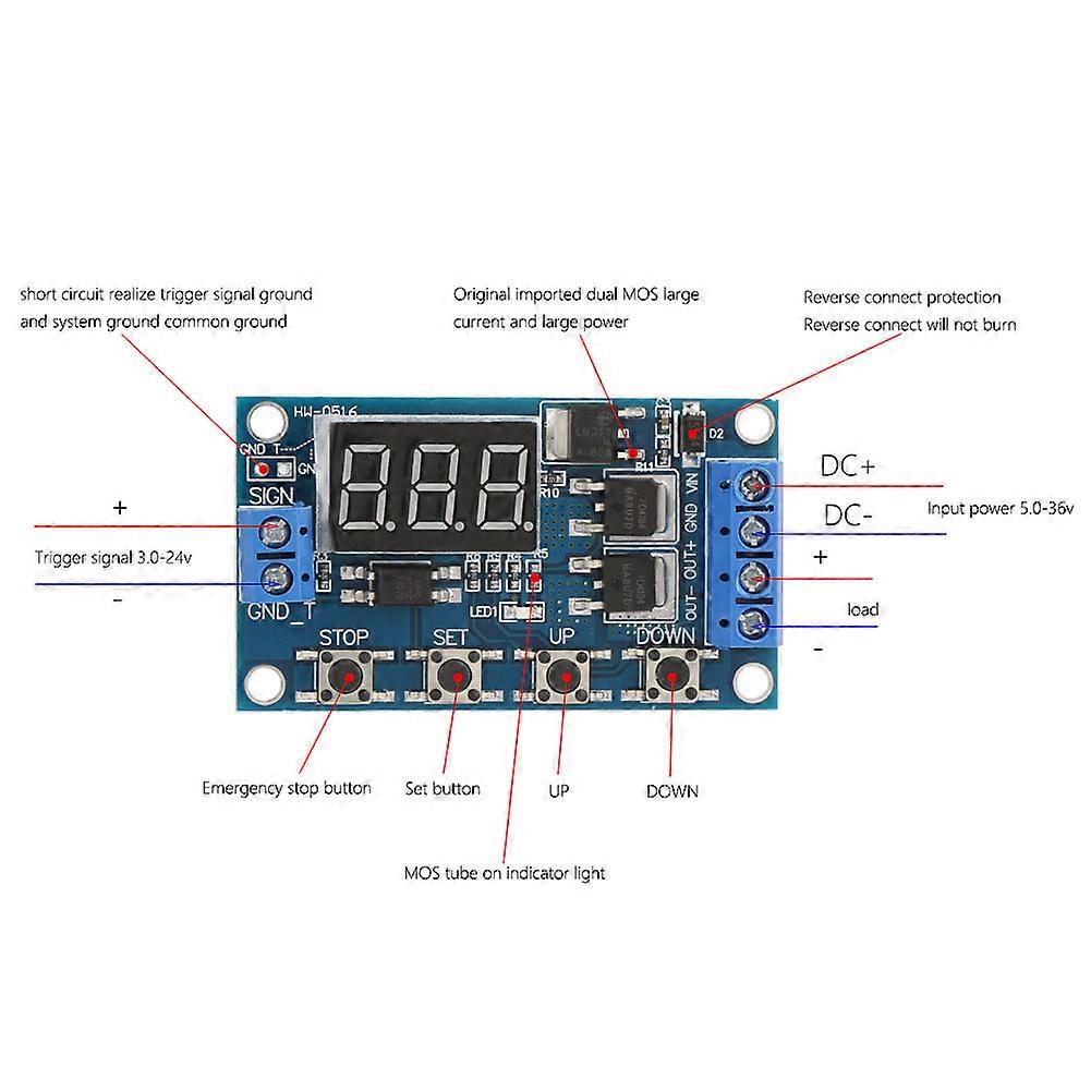 12V-24V Pulse Signal Cycle Delay Timer Switch dual MOS Control Board ...