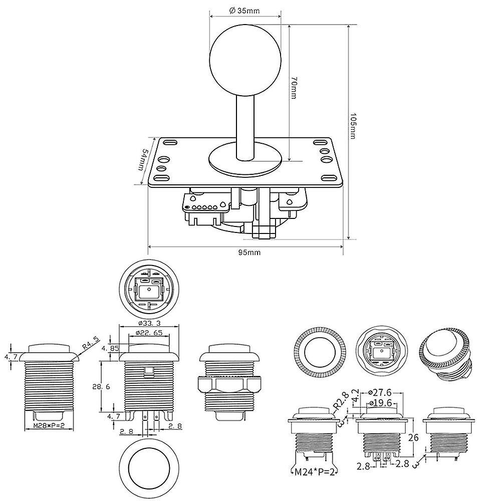 2 Players Joystick Arcade Diy Kit Led Parts Button + Joysticks + Usb ...