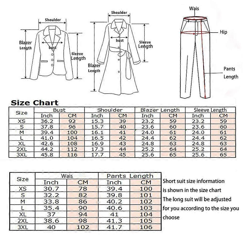 Dames Lang Pak 2-Delig Jas + Broek Slim Fit Korte Sets 1 Knoop High ...