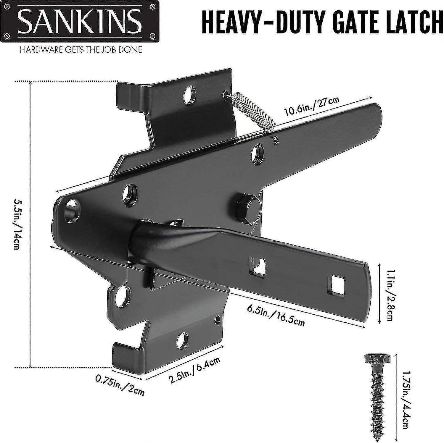 Self-locking Gate Latch Heavy Duty Compatible Wooden Fence, Post Mount ...