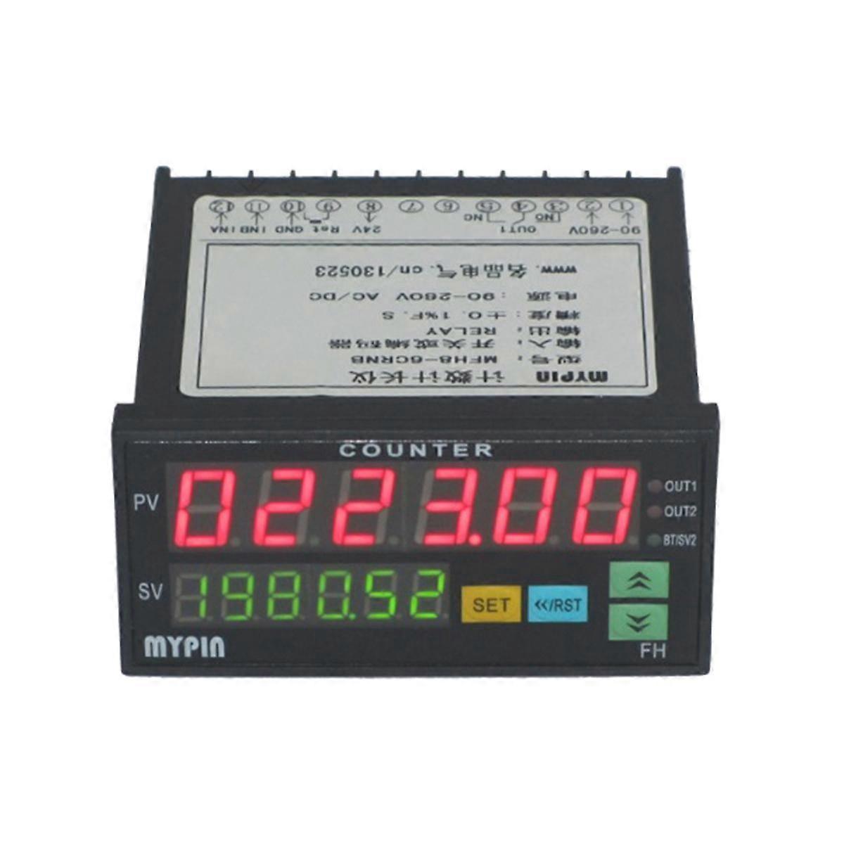 FH8-6CRRB Dual Display Digital Counter 6 Digits Light-Emitting Diode AC ...