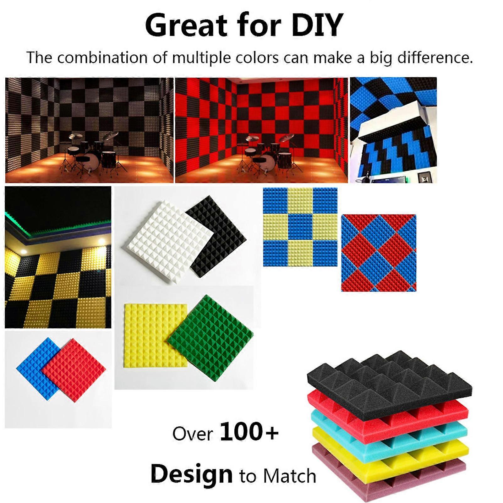 12 PACK Acoustic Foam Panels Fireproof Pyramid Soundproof Studio Wall ...