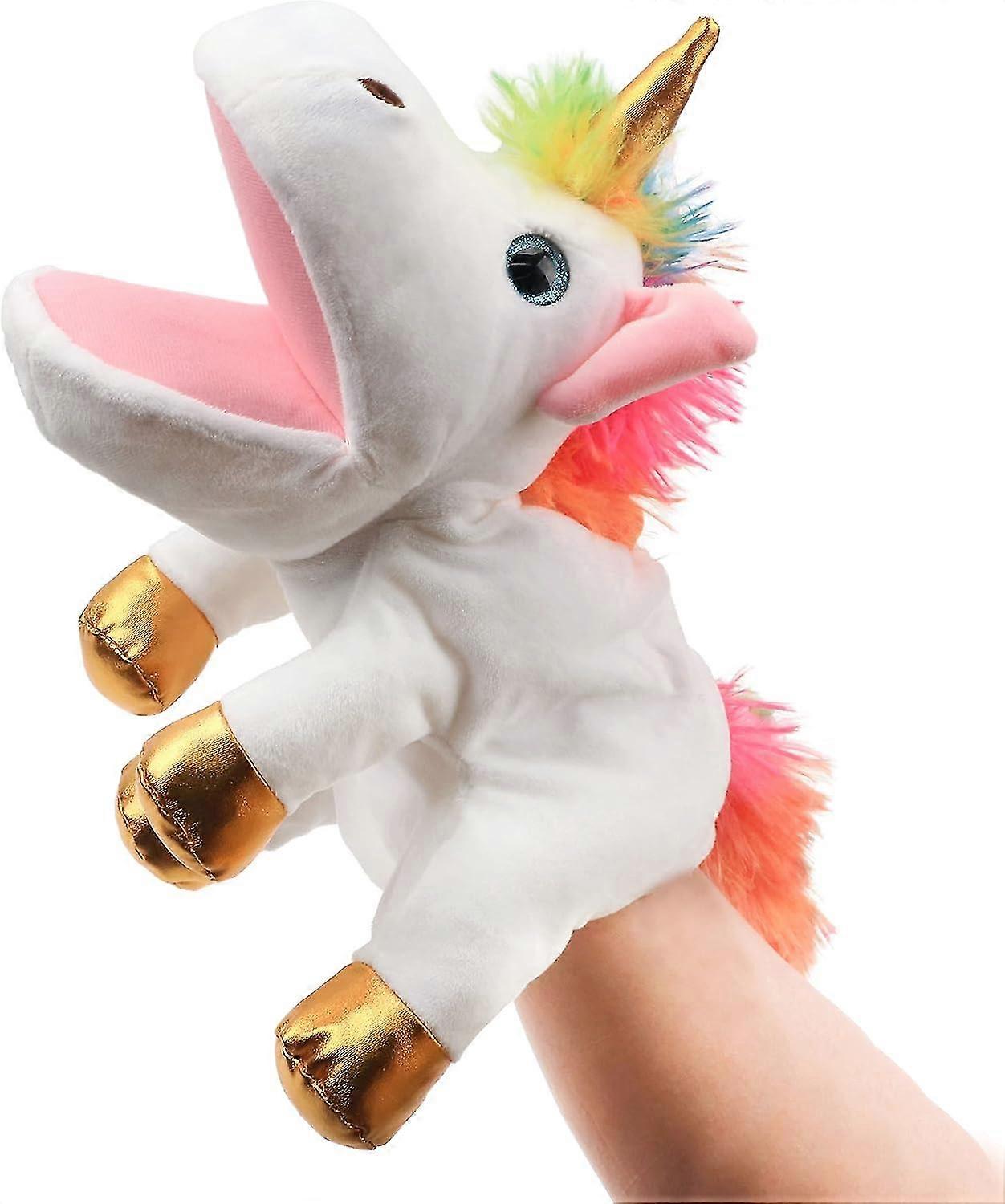 Plush Unicorn Hand Puppet with Open Movable Mouth for Imaginative Play ...