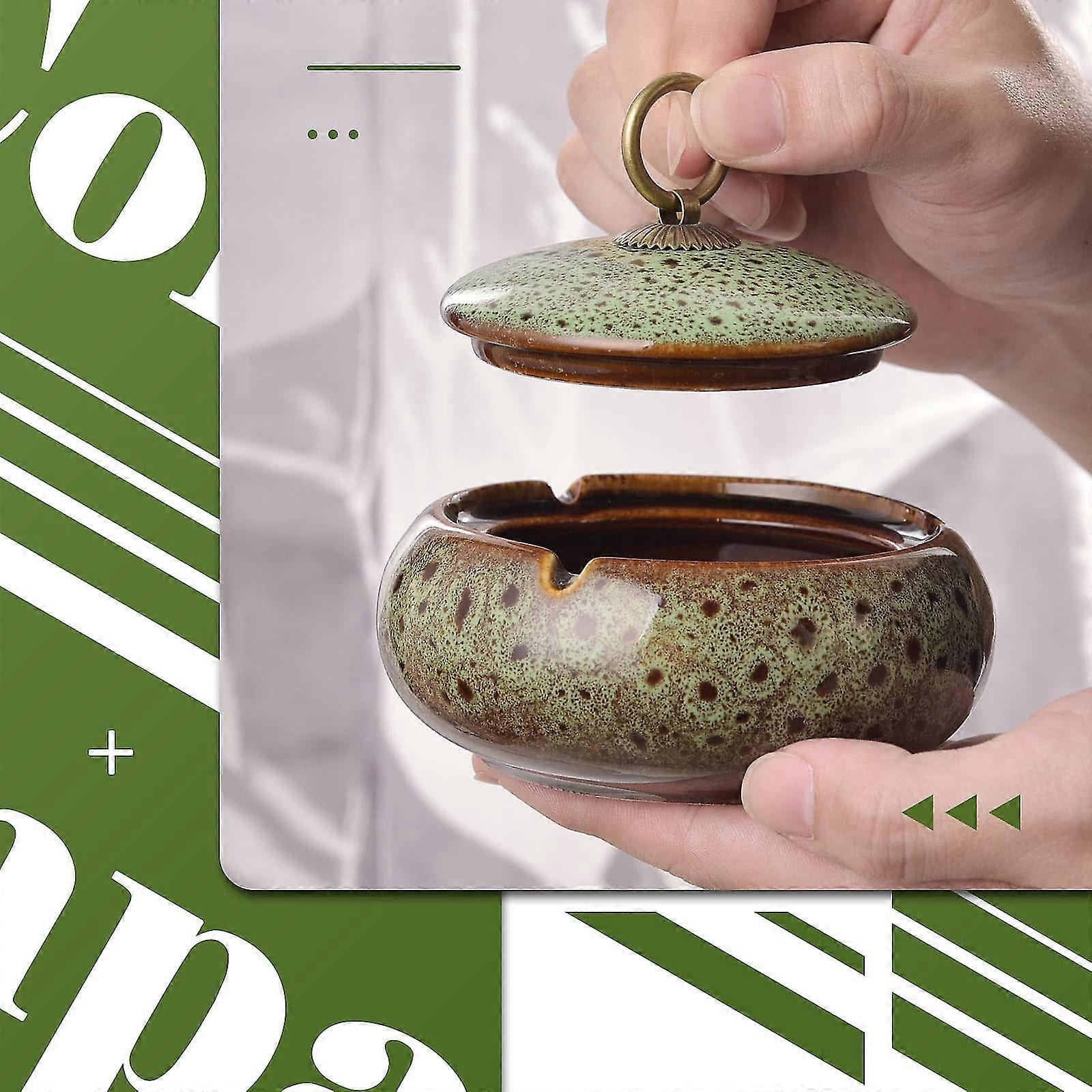 Ashtray With Lids, Ceramic Ash Tray For Cigarette, Windproof Ashtray ...