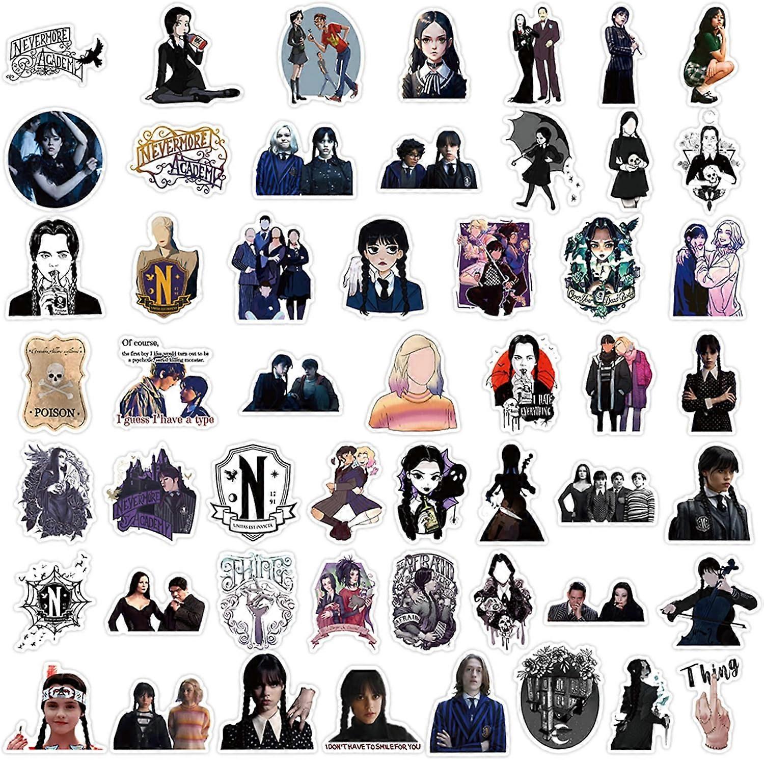 100pcs Wednesday Addams Stickers,Beautiful Vinyl Wednesday Stickers and ...