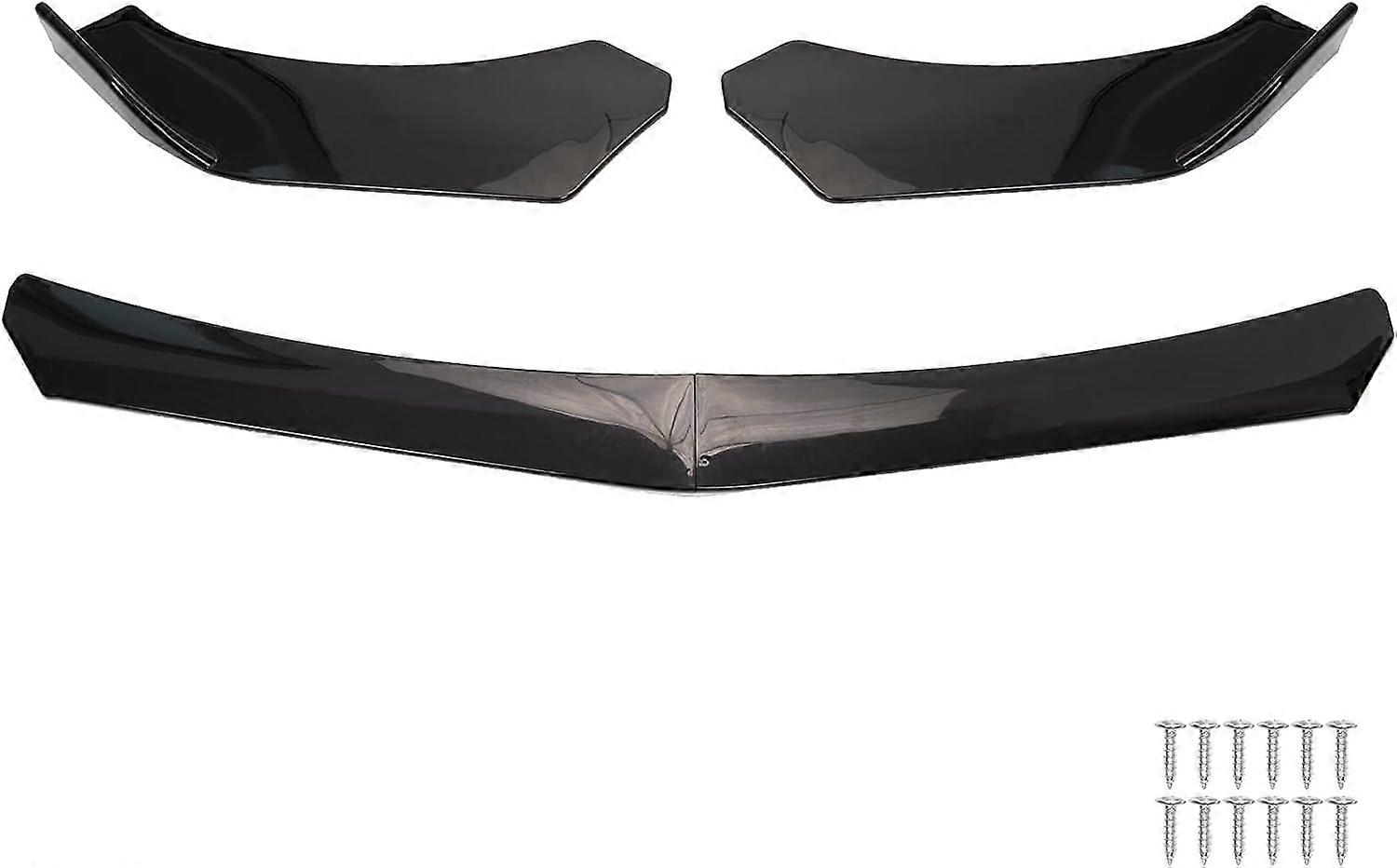 Universal Gloss Black Front Bumper Chin Splitter Spoiler Lip Body Kit ...