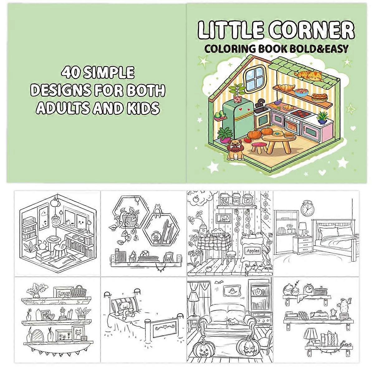 Little Corner Cute Comfy Coloring Book for Adults and Teens Featuring ...