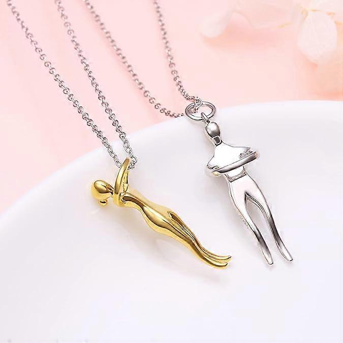Hug Couple Necklace S925 Sterling Silver Hugging Necklace | Fruugo UK