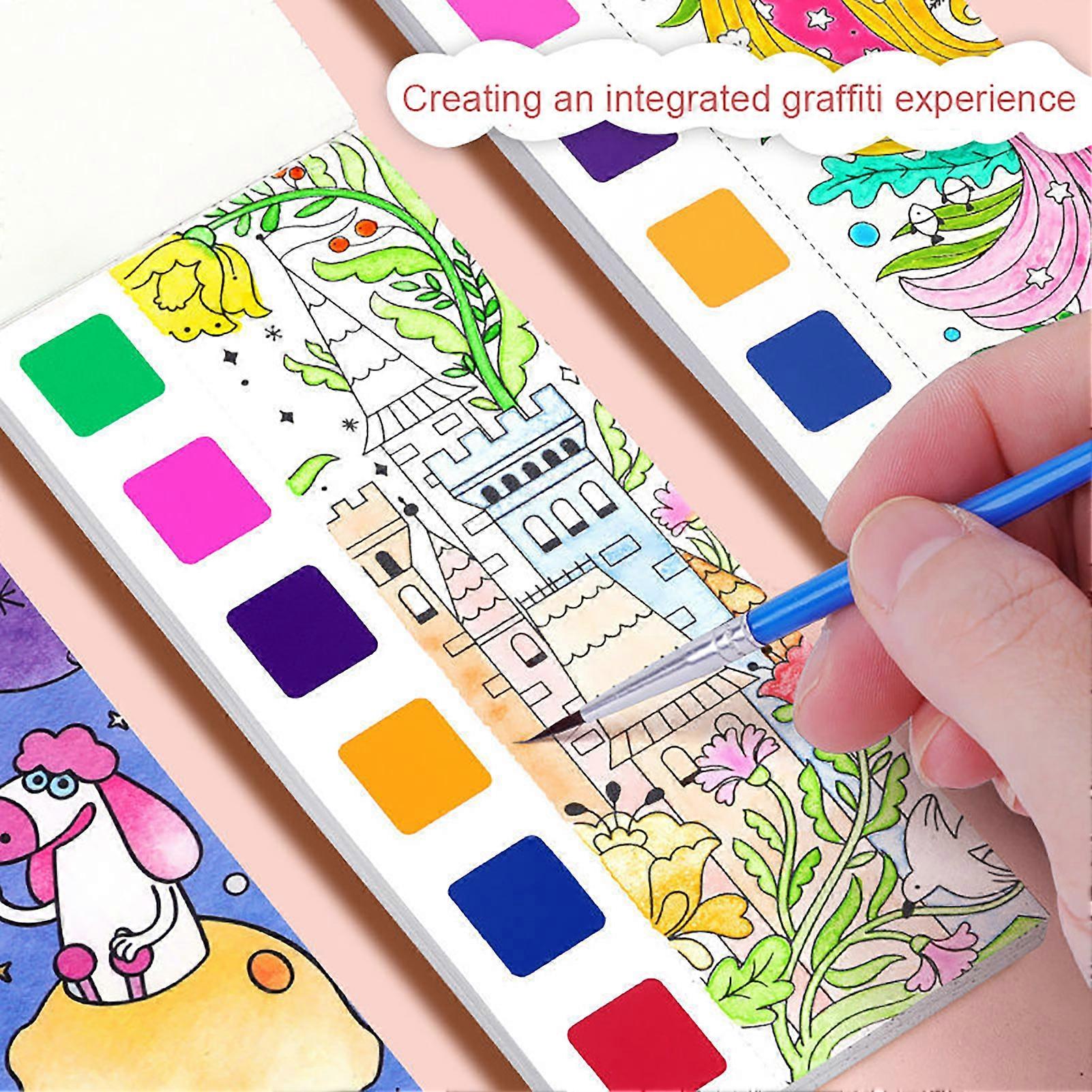 Mini Watercolor Paint Pad Adults Kids Educational Coloring Workbook ...