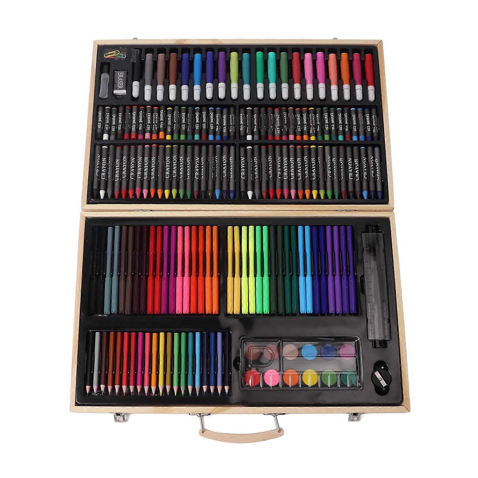 Kids Drawing Kit Wood Box Packed Assorted Bright Colors Multi Purpose ...