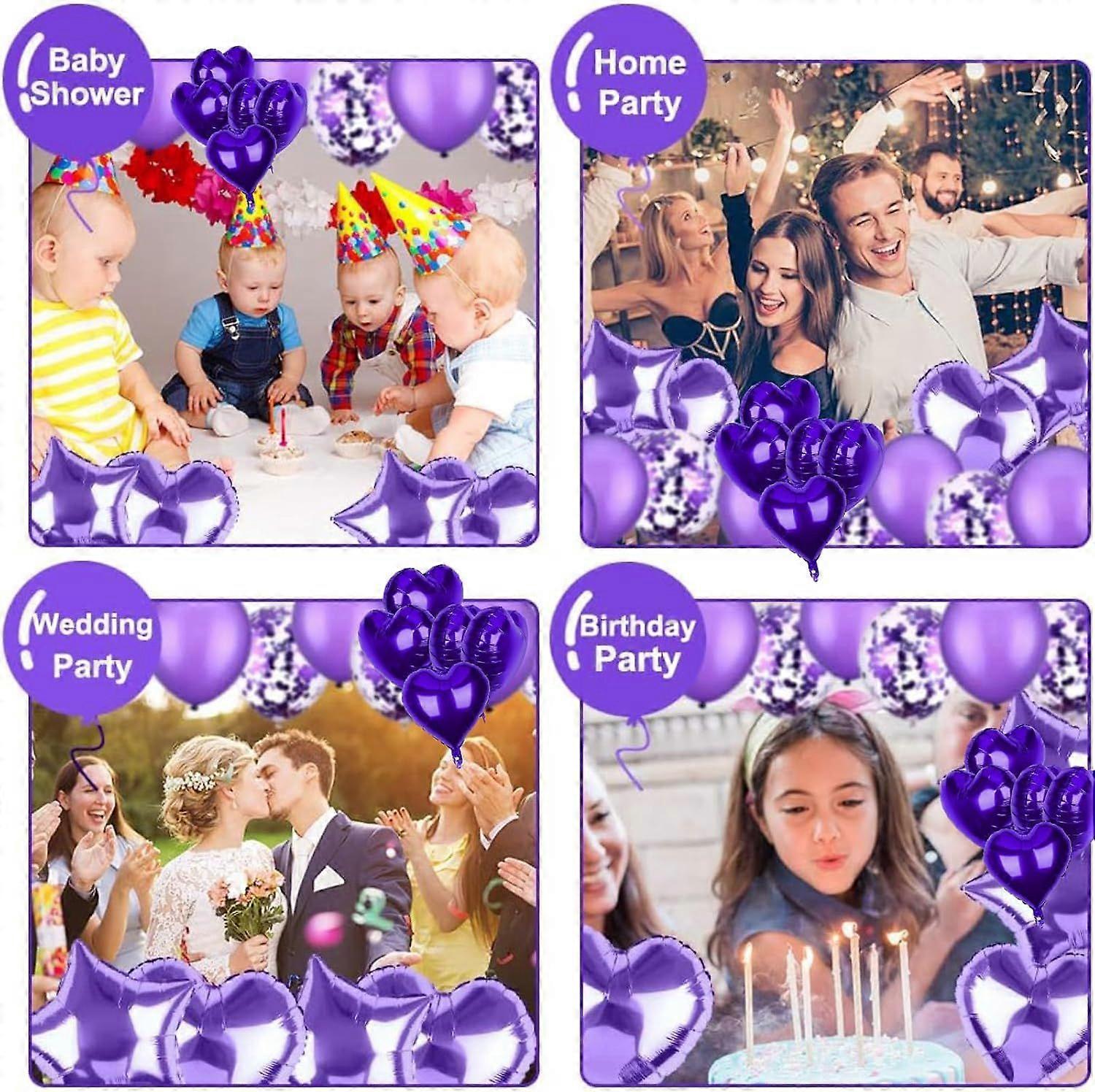 Purple Heart Balloons, 50Pcs 10 Inch Purple Heart Foil Balloons Large ...