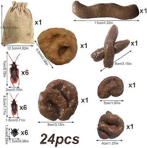 Prank Stuff, Fake Poop with Fake Roach and Fake Flies 24Pcs/Set ...