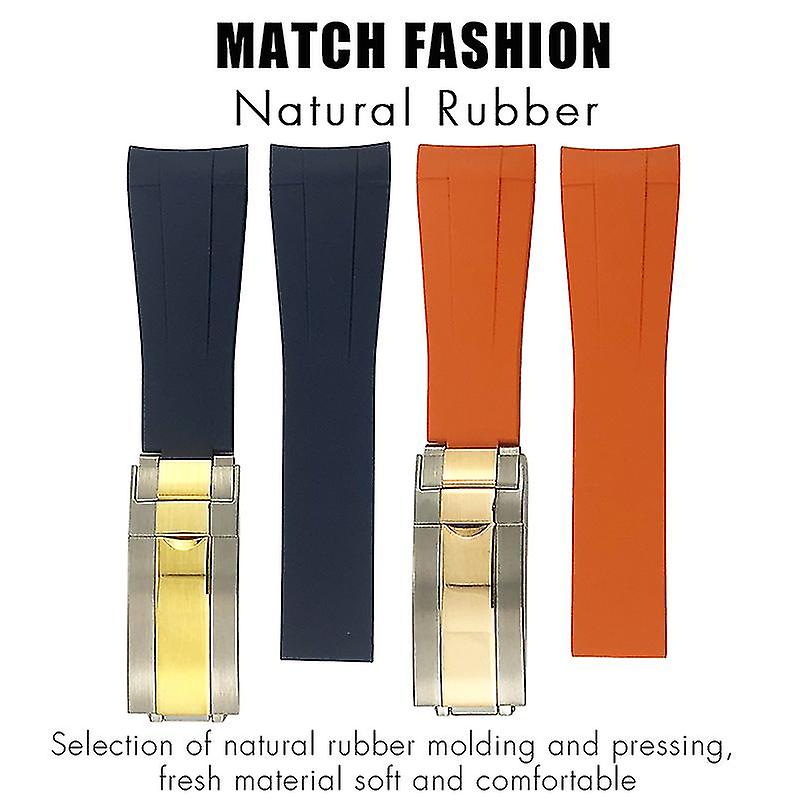 22mm Blue Rubber Strap Compatible With Rolex Daytona Submariner Yacht ...