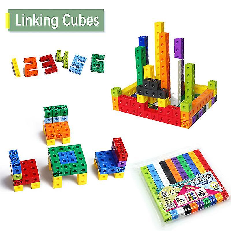 100pcs Linking Cubes Counting Set Diy Number Blocks Patching Snap ...