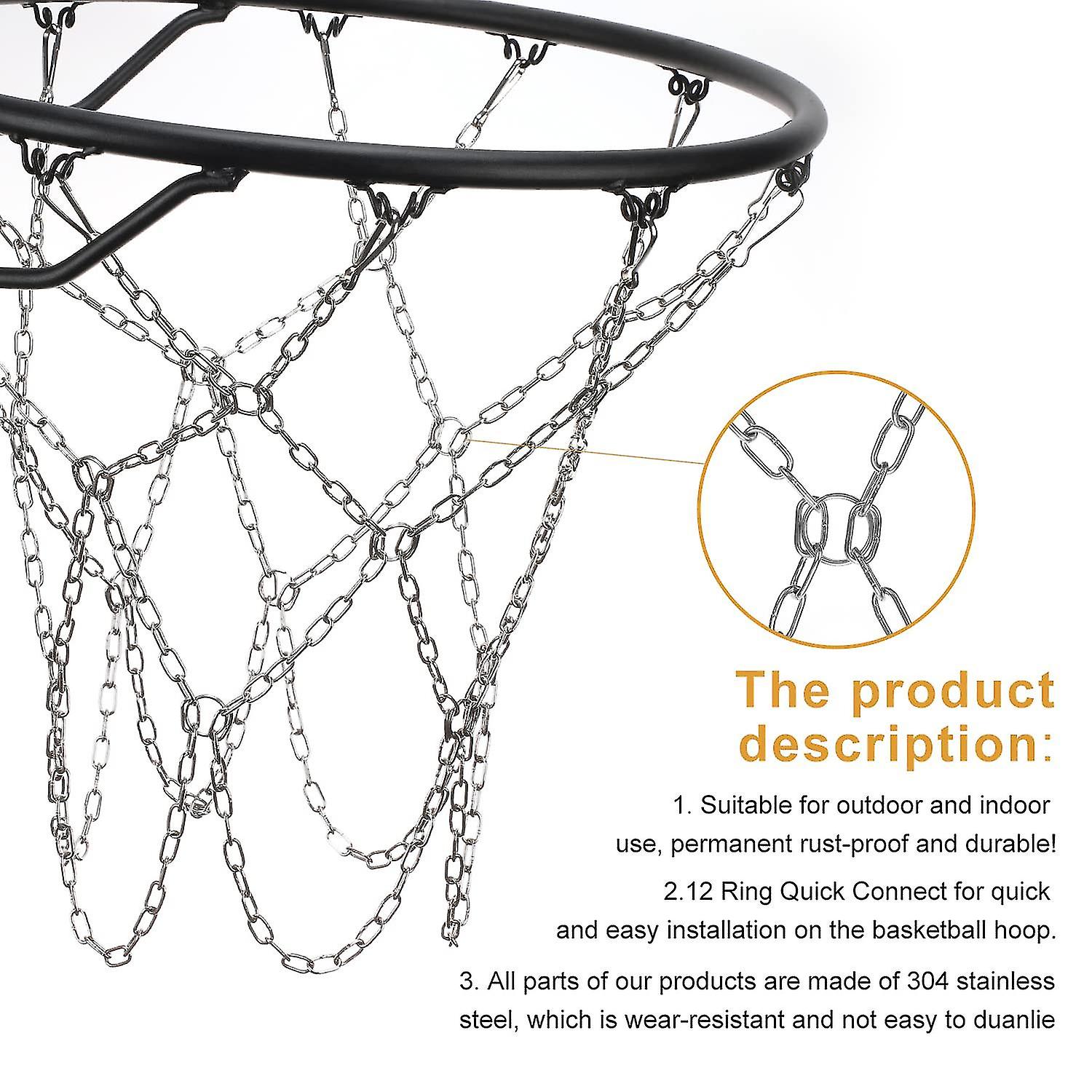 Metal Basketball Net Chain Iron Standard 12 Mesh Hooks Thick Iron Mesh ...