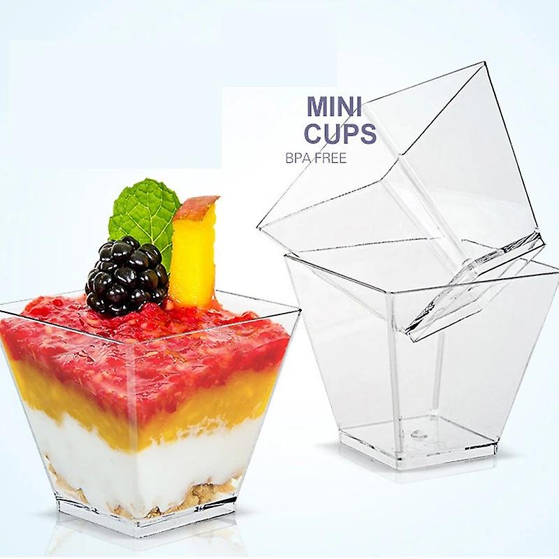 50Pcs Disposable Plastic Mousse Cup Ladder Shaped Cup Pudding Cup ...