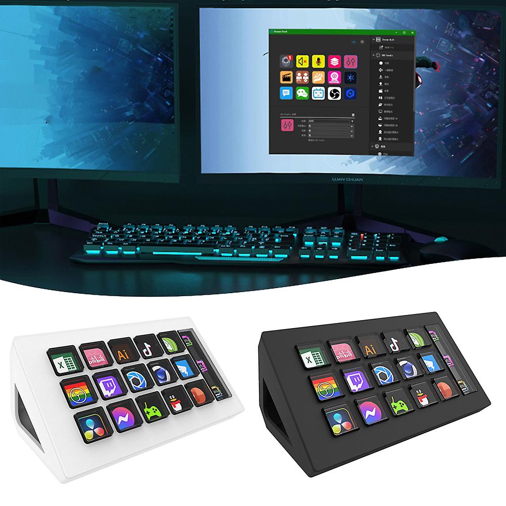 15 LCD Keys Visualable Stream Deck Keyboard Easy Using Live Streaming Control Deck for Gamers ...