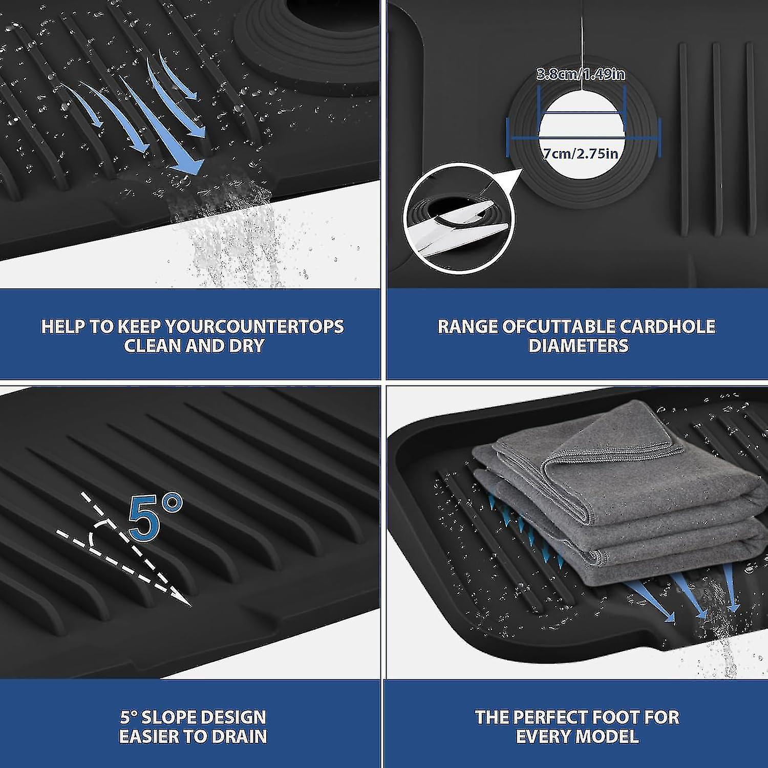 Kitchen Sink Splash Guard Mat, Silicone Faucet Drip Catcher Tray ...