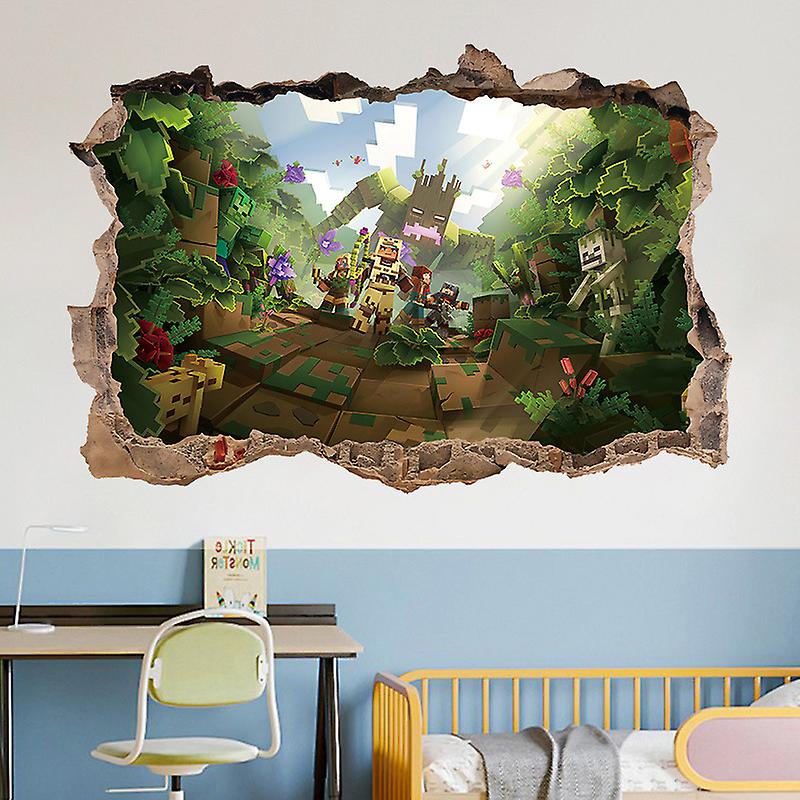 3pcs Minecraft Wall Stickers 3D Smash Wall Decal Removable Wall ...