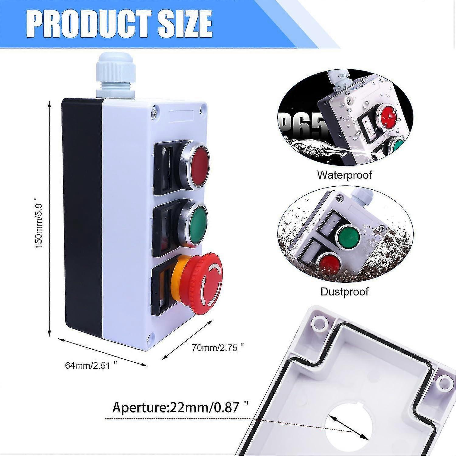 Latching Red Mushroom Emergency Stop Switch - 440v 10a, 1nc 1no | Fruugo UK