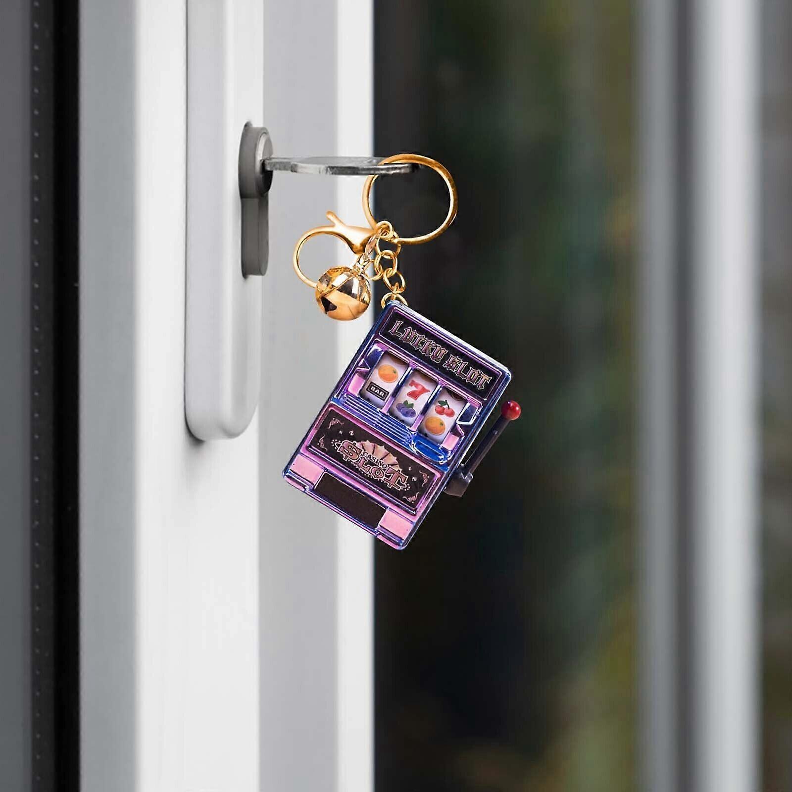 Mini Cute Toy Functional Slot Machine Key Chain Fruit machine keychain ...