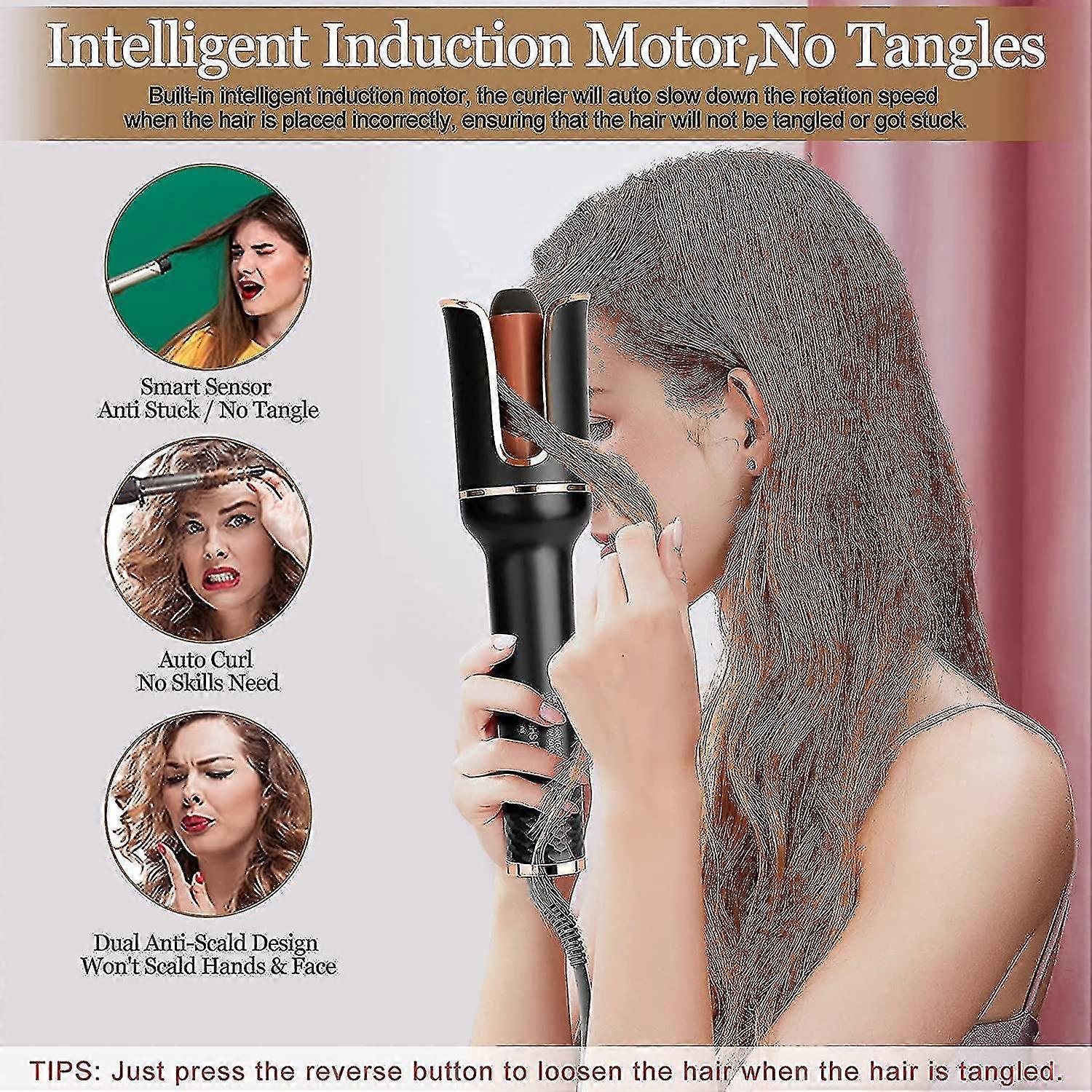 Automatic Curling Iron, Portable Auto Hair Curler With Hair Roller ...