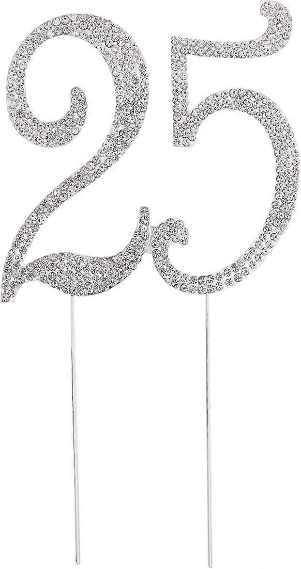 Cake Topper Rhinestone 25 Number Cake Topper Cake Decoration for 25th ...