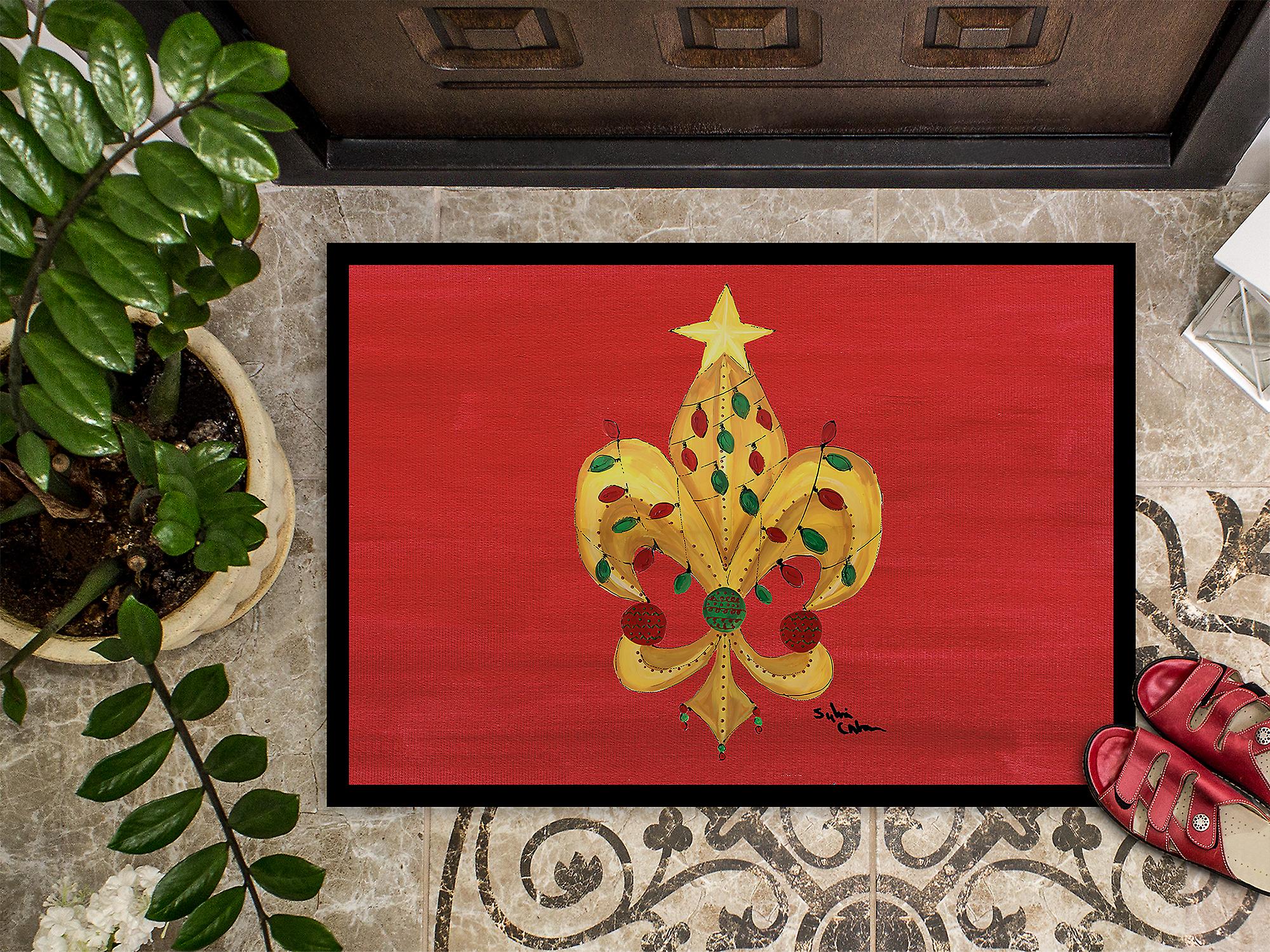 Carolines Treasures 8185MAT Christmas Fleur de lis Tree with lights ...