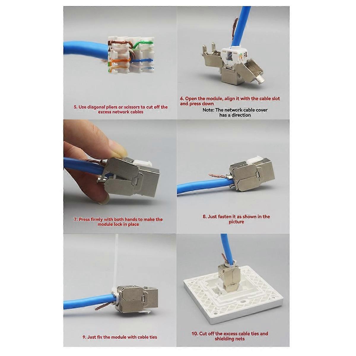 4 Sockets CAT6A RJ45 Faceplate LAN Network Outlet Jack Shielded ...