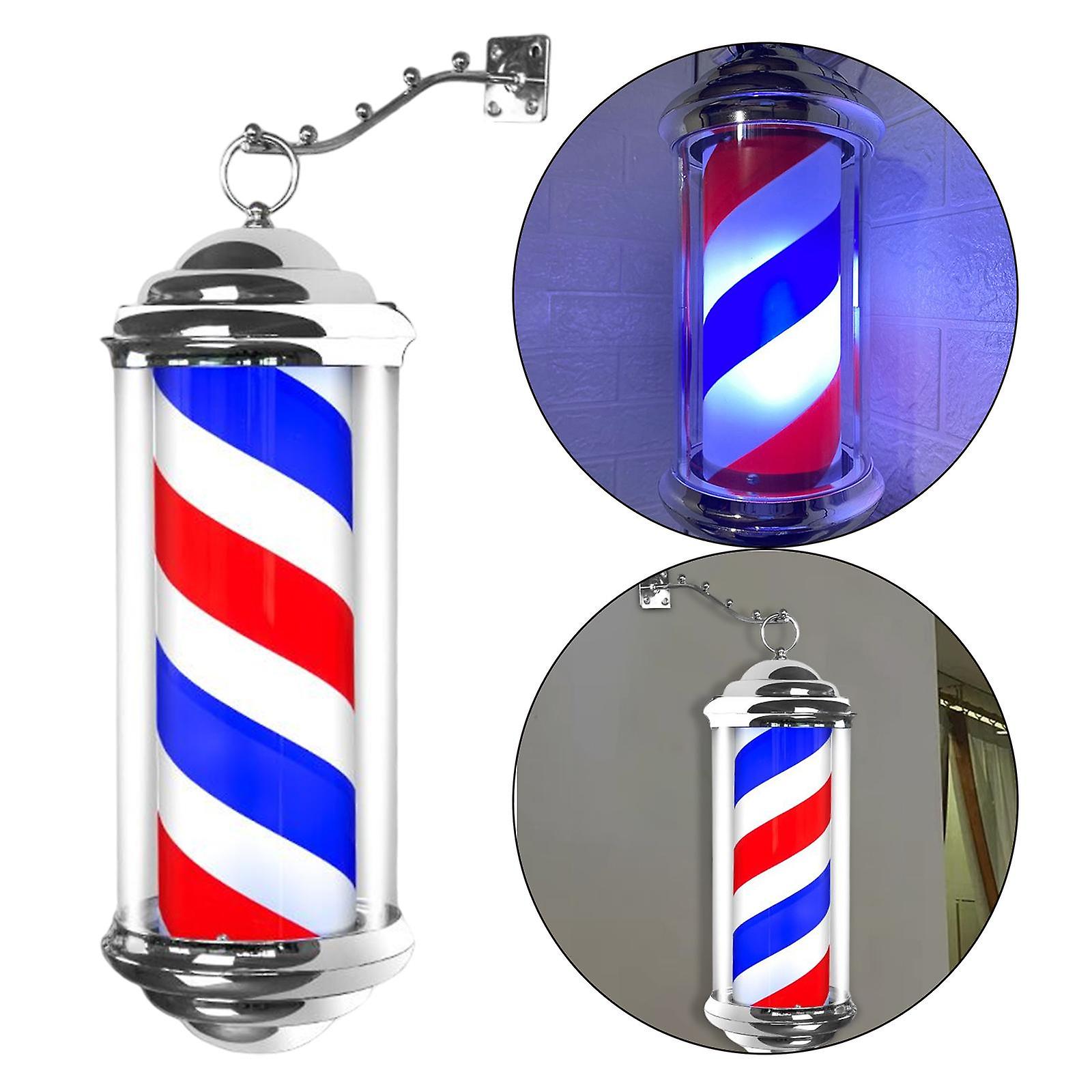 Rotating Barber Pole Light Outdoor Hair Salon Shop Sign 40cm Red Blue ...