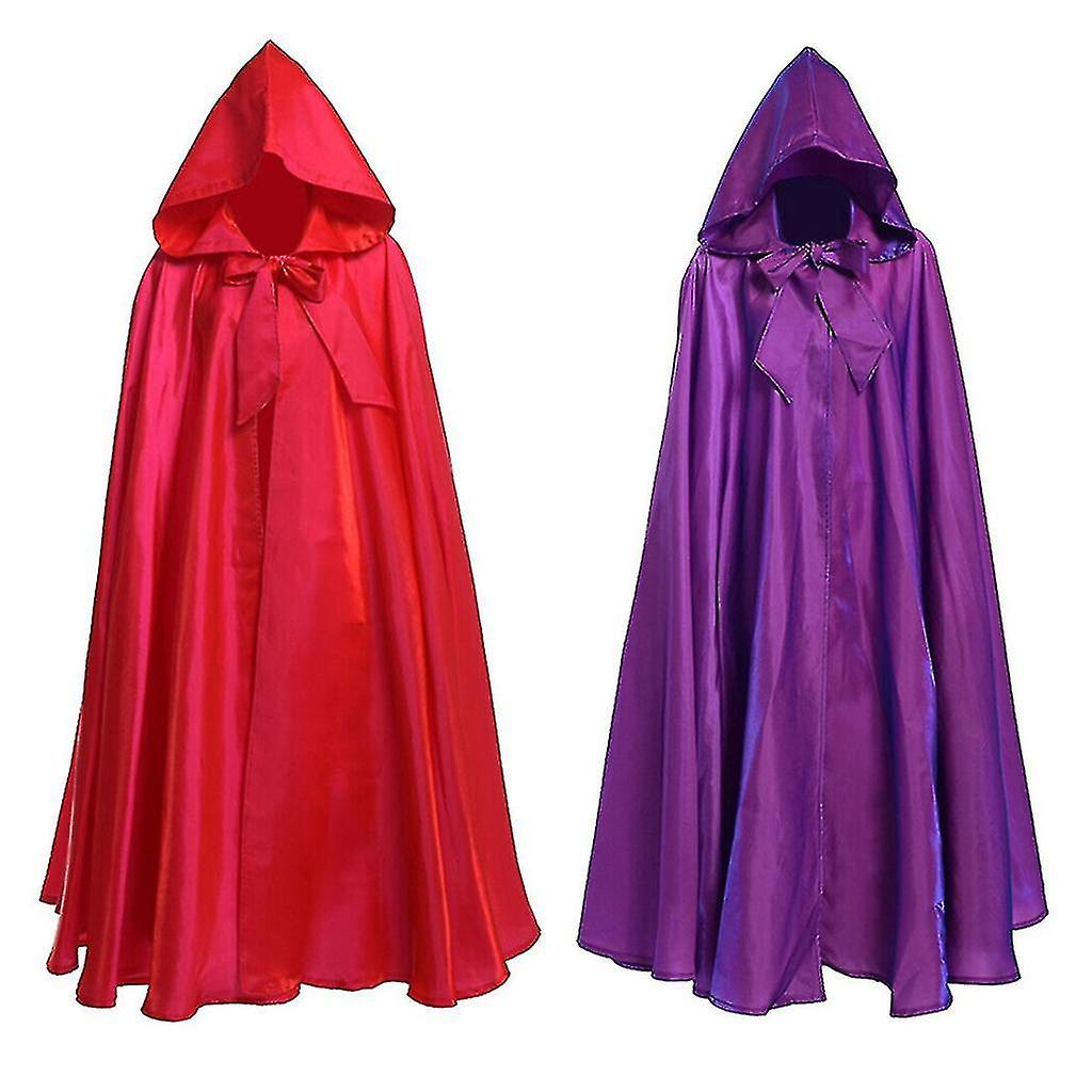 Witchcraft Solid Color Tie Up Medieval Robe Halloween Hooded Cloak Long ...