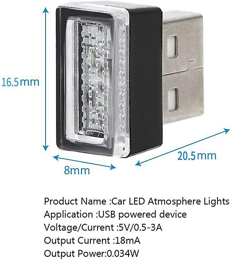 Car LED Atmosphere Lights, 5 Pieces USB Lighting Atmosphere Light Set ...