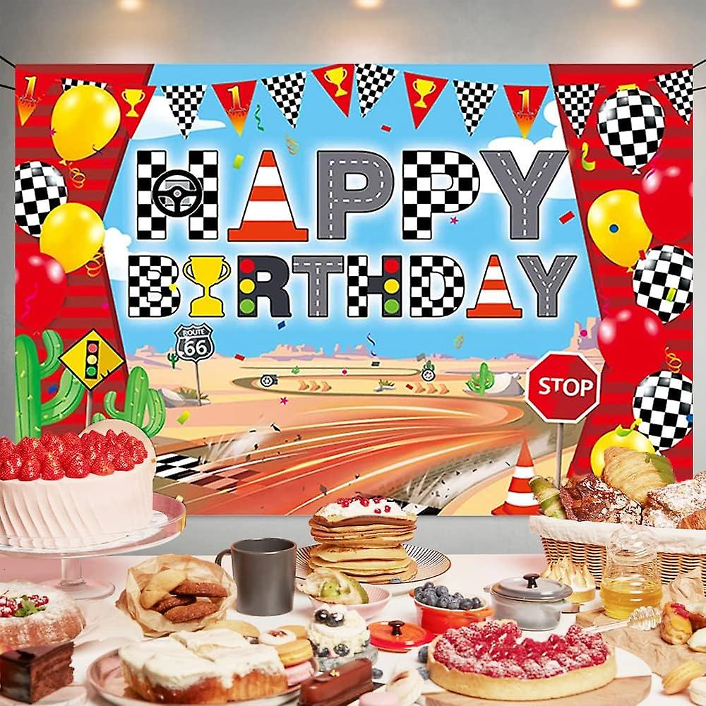 Racing Car Happy Birthday Backdrop Banner Racing Lane Photography ...