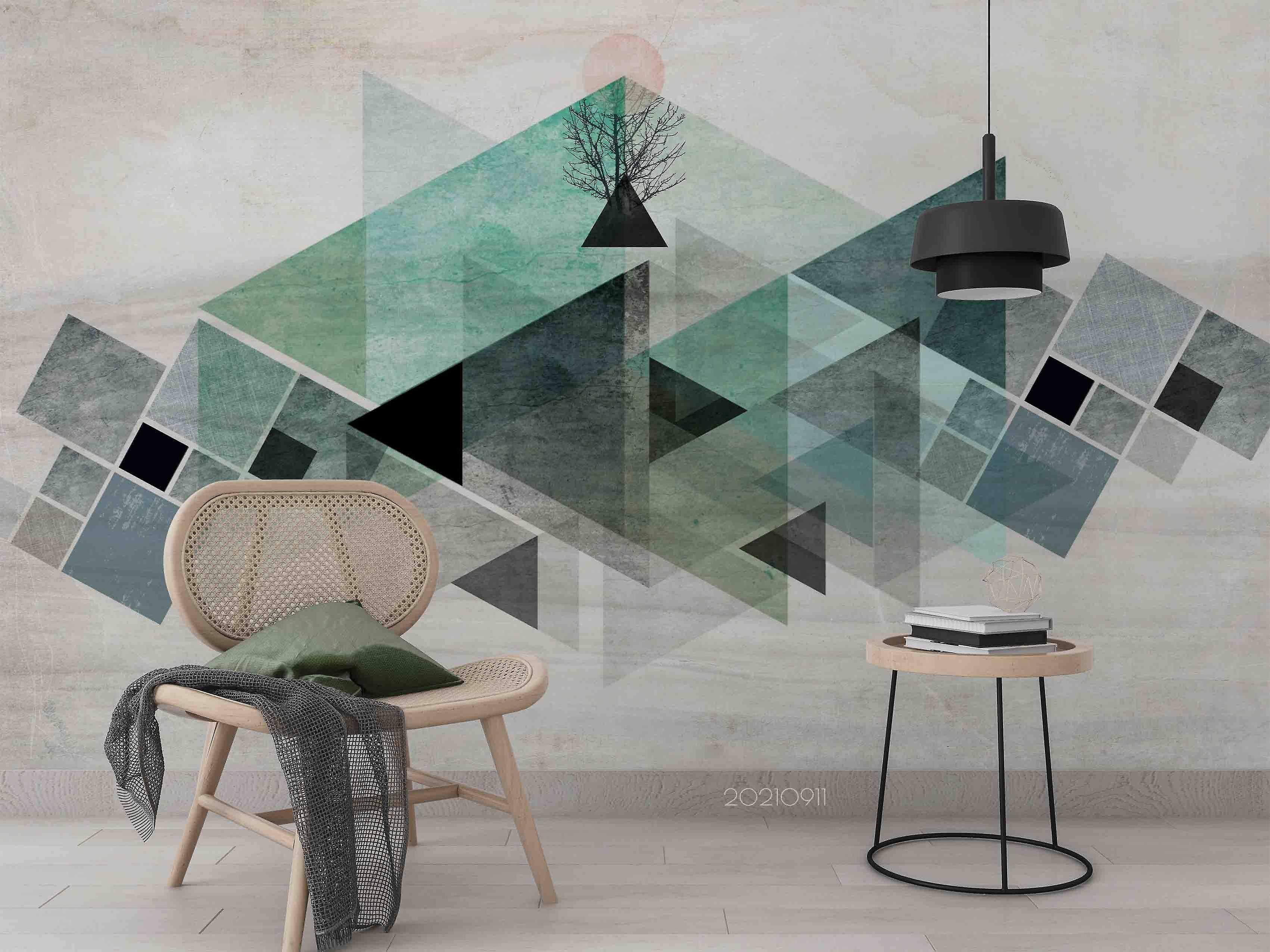 3D Watercolor Triangle Marble Texture Wall Mural Wallpaper Lqh 819 ...