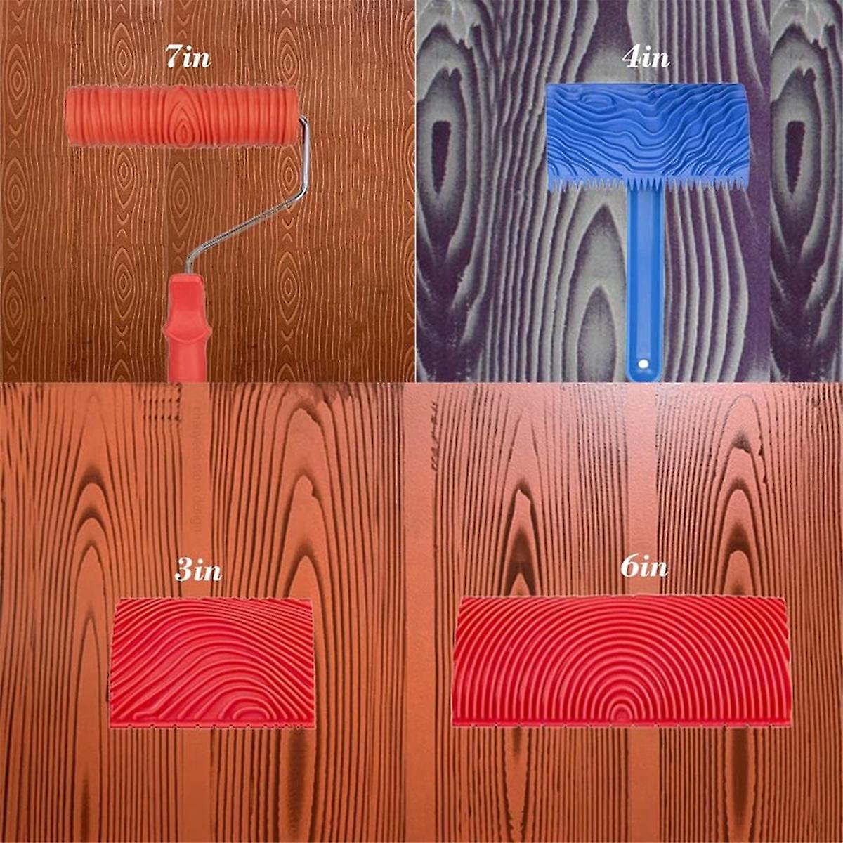 Rubber Wood Graining Tools Set Texture DIY Paint Roller Brush Pattern ...
