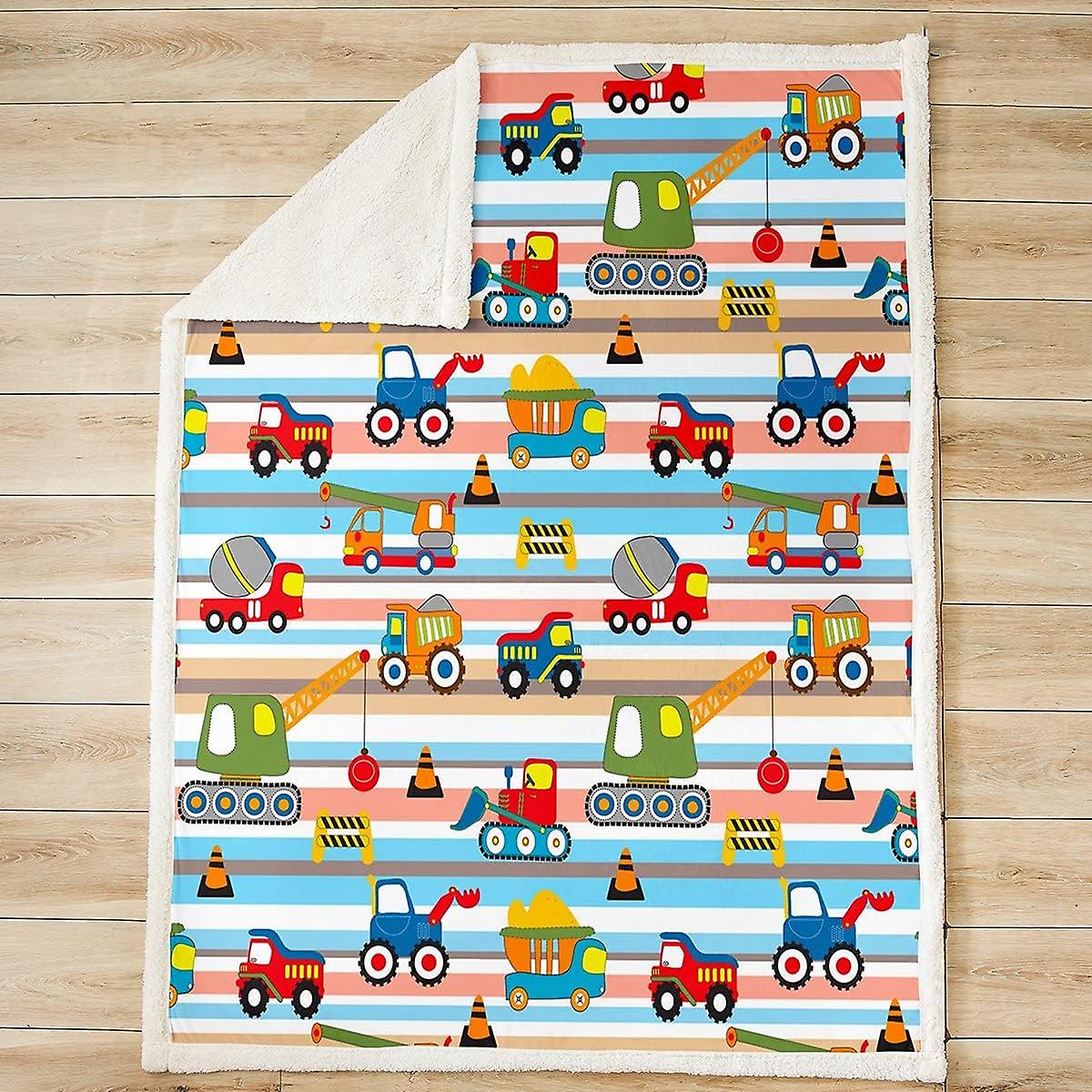 Färgglada Bilar Kasta Filt Barn Tecknad Konstruktion Fordon Plysch Filt ...