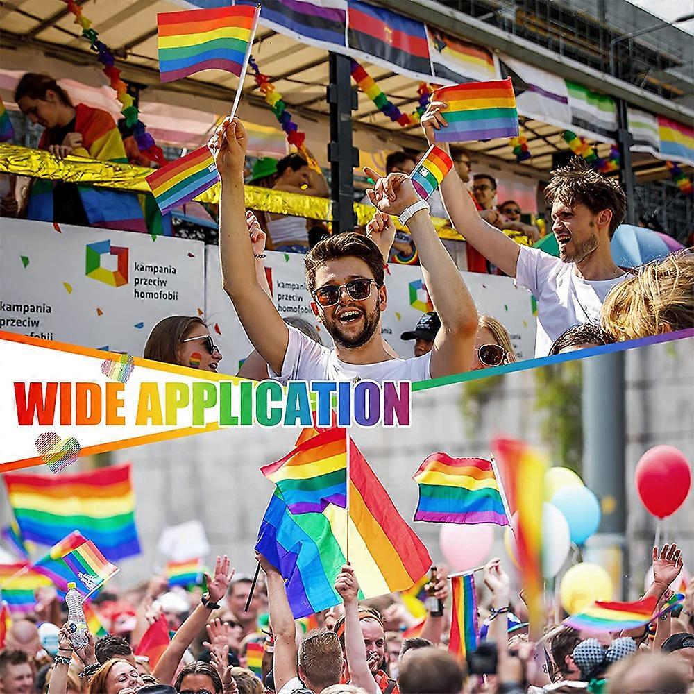 50 Pack Rainbow Pride flag Small Mini Flag Hand Held Flag Stick Flag ...