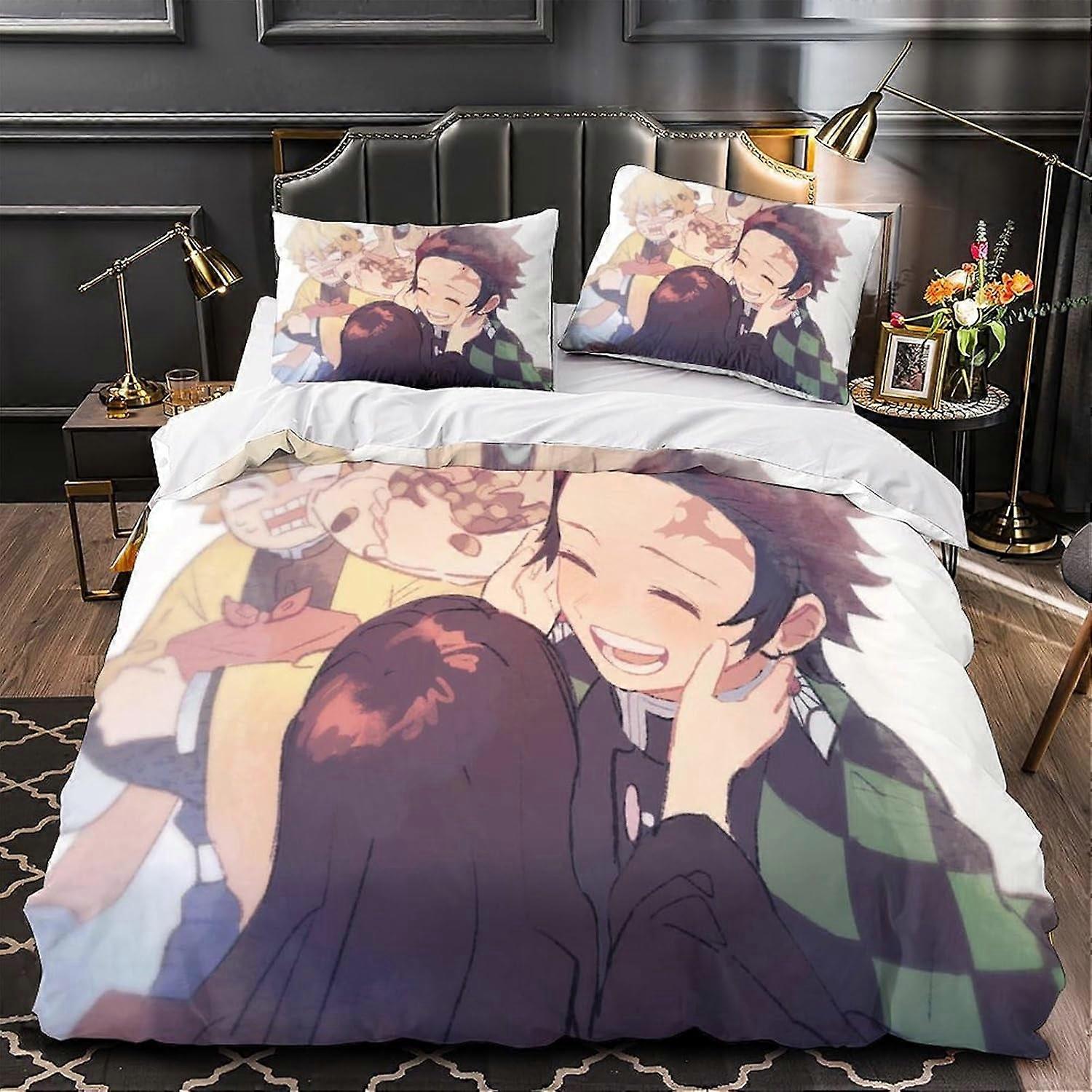 o554 Cute Bed Duvet Cover -Zenitsu Agatsuma Slayer Bedding Sets -3D ...