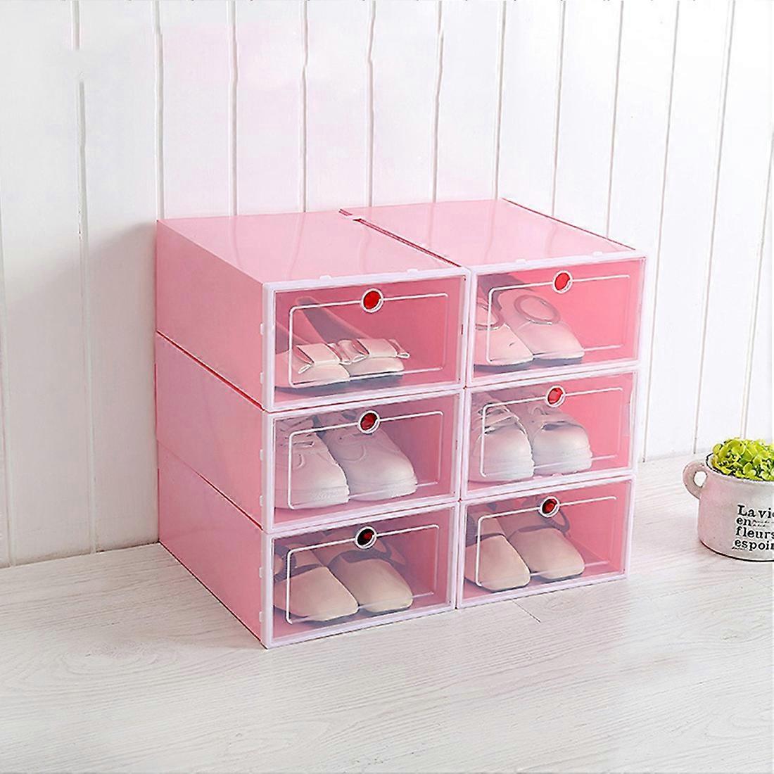 6-Piece Candy Color Shoe Box, Transparent Plastic Shoe Storage Box ...