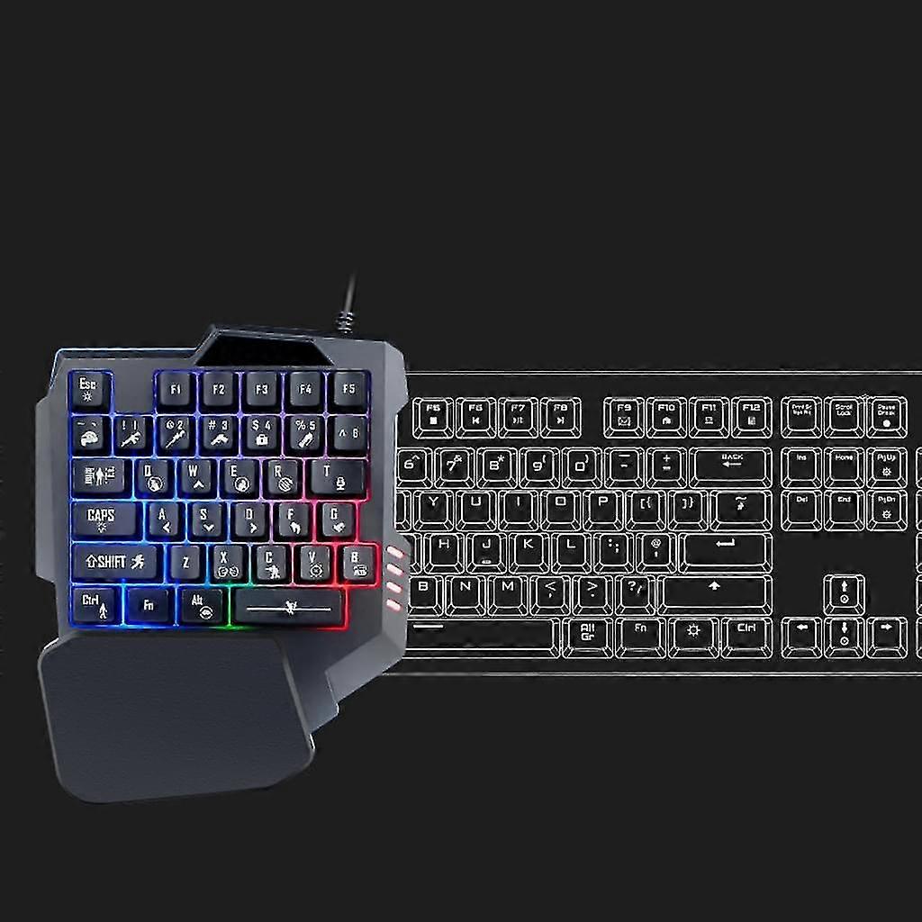 One Hand Mechanical Gaming Keyboard Blue Keys Rgb Backlit 35 Keys Fast ...