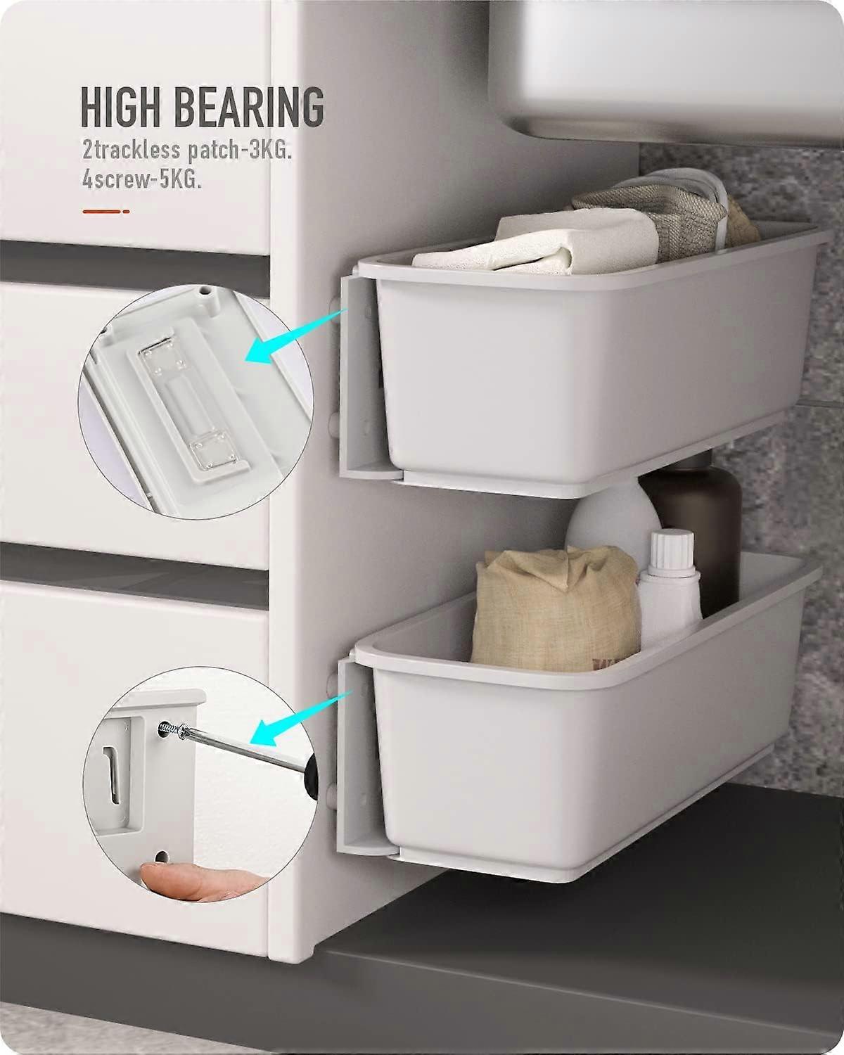 2 Pcs Sliding Basket Cabinet Organizer for Kitchen Bathroom, Drawer ...