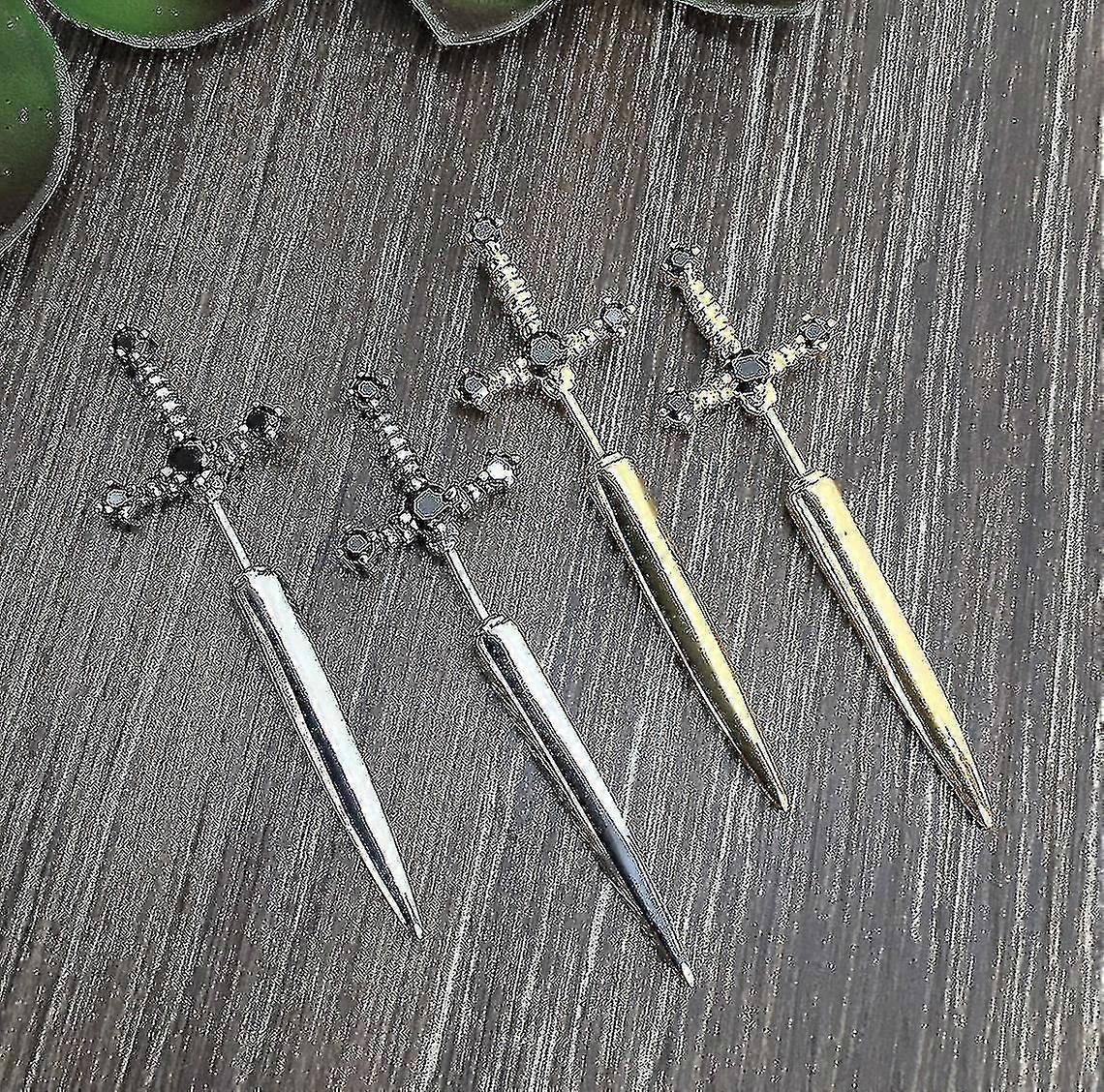 Gothic Kinitial Sword Earrings Vintage Cool Punk Crystal Ear Jacket ...