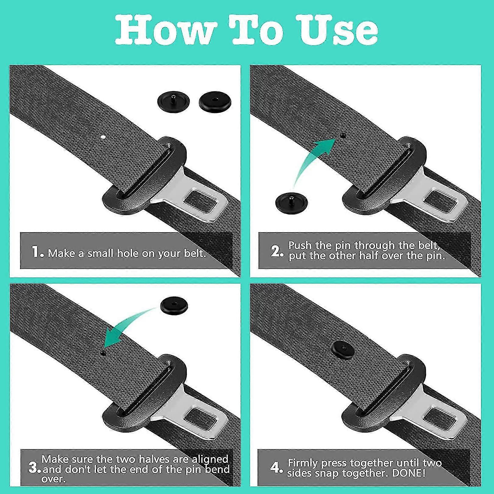 Seat Belt Stop Buttons 4 Sets, Seat-belt Stopper Clips Snap-on System ...