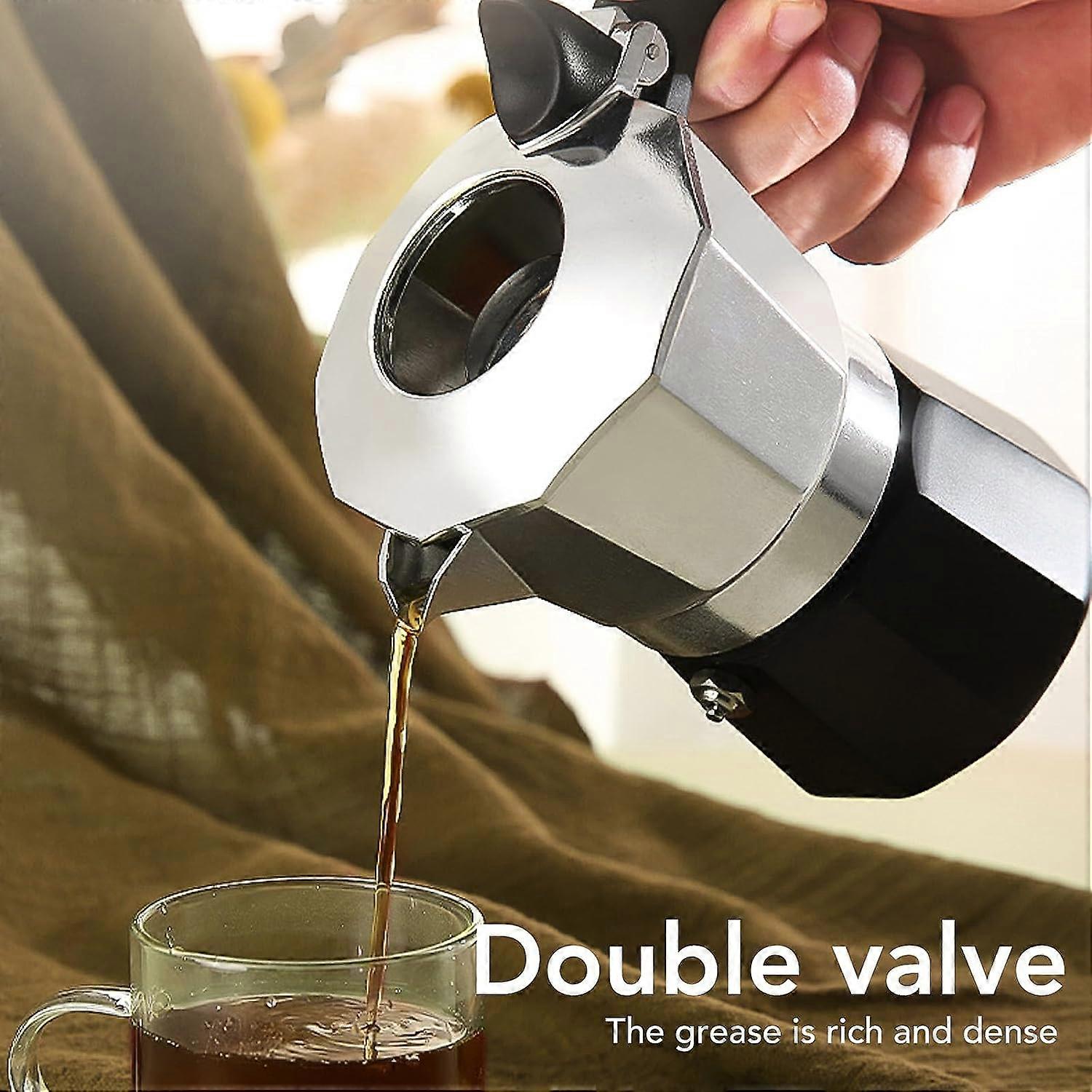 Classic Stovetop Espresso and Moka Pot with Double Espresso Maker Valve ...
