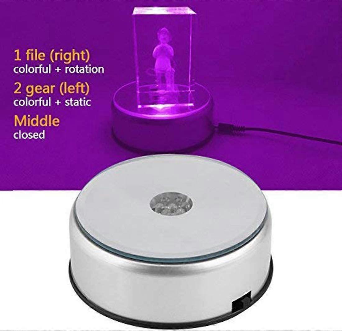 7 LED Light Crystal Display Stand Base, 7 Colored Rotating Crystal ...